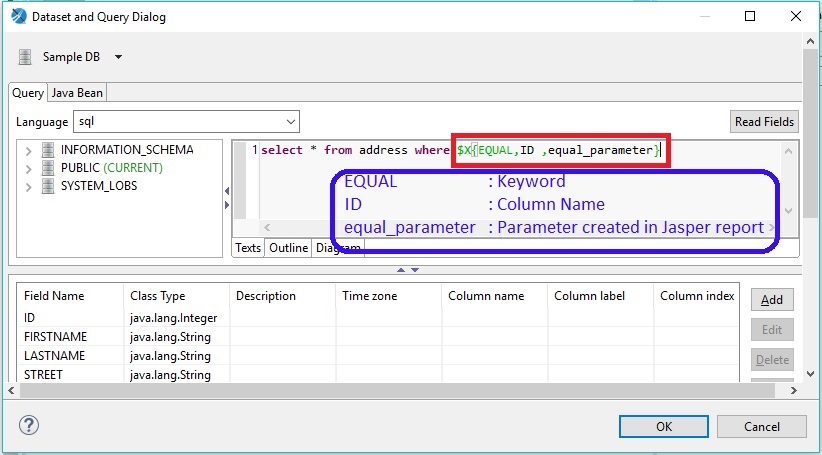 $X{....} Parameter in Jasper report