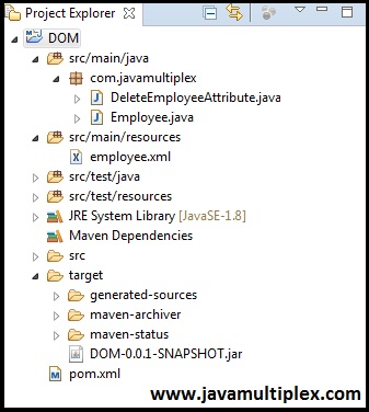 How to delete attribute of given node in XML file using DOM parser in Java?