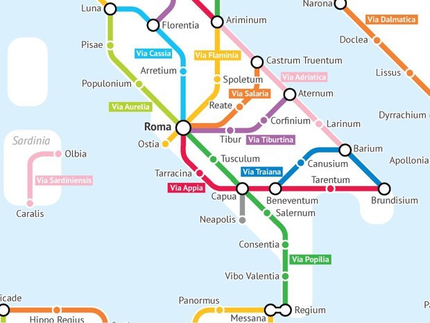 ANTINOUS AND THE STARS: A FANTASY SUBWAY TRANSIT MAP OF ANCIENT ROMAN ROADS