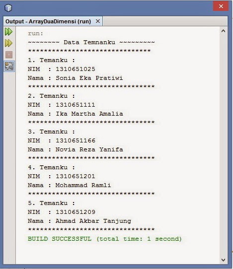 Array dua dimensi - Ksatria Pengelana