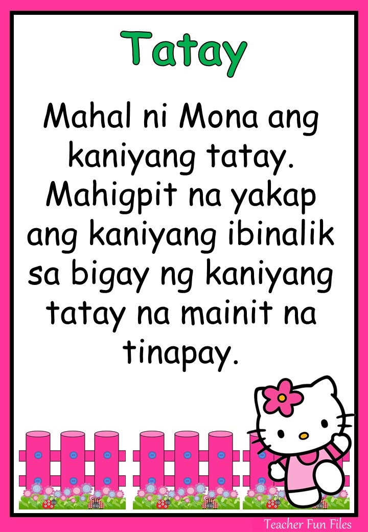 Teacher Fun Files: Tagalog Reading Passages Hello Kitty Theme