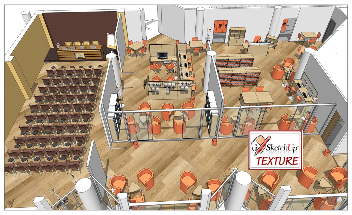 SKETCHUP TEXTURE: HOW TO DESIGN A PUBLIC LBRARY PART #3