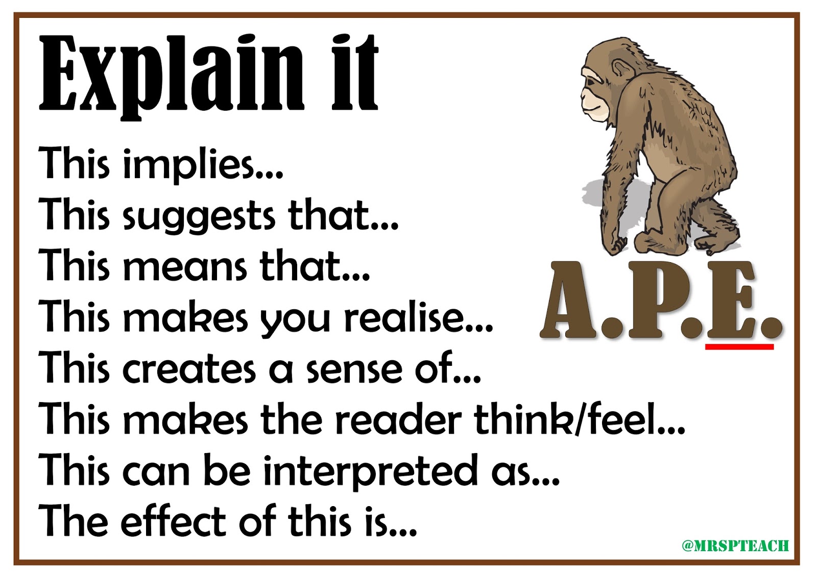 Mrs P Teach: Going A.P.E. (Replacing P.E.E.)