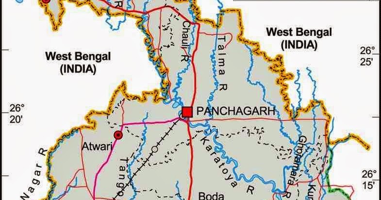 Panchagarh Zila Map, Rangpur Division, Bangladesh