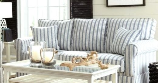 Striped Sofa Ideas for a Coastal Nautical & Beach Style Living Room ...