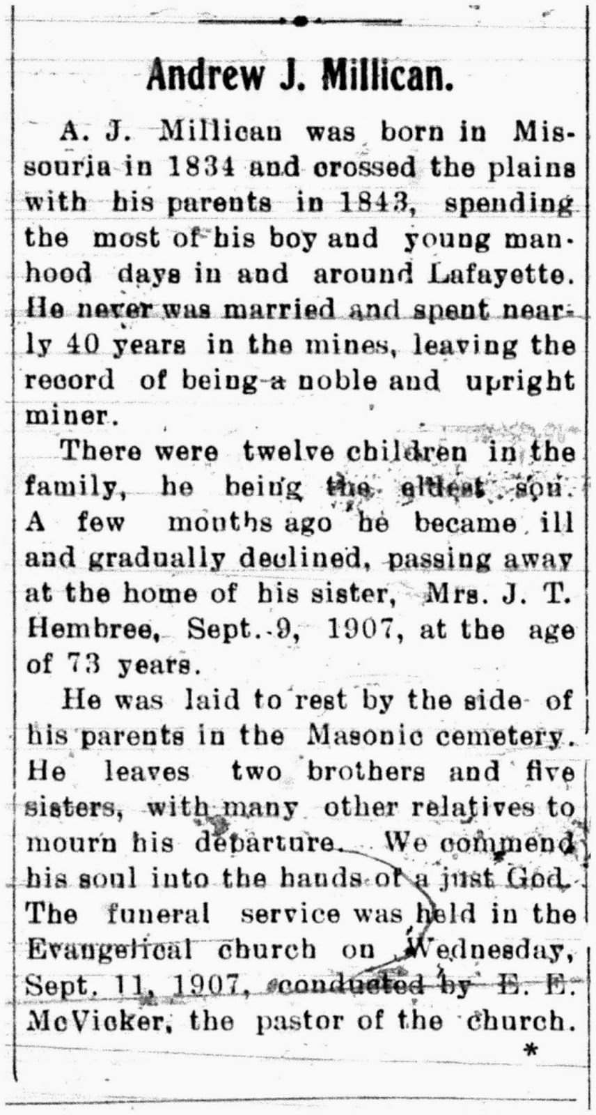 Millican Carrara Lippert (et al.) Genealogy Blog: 2014