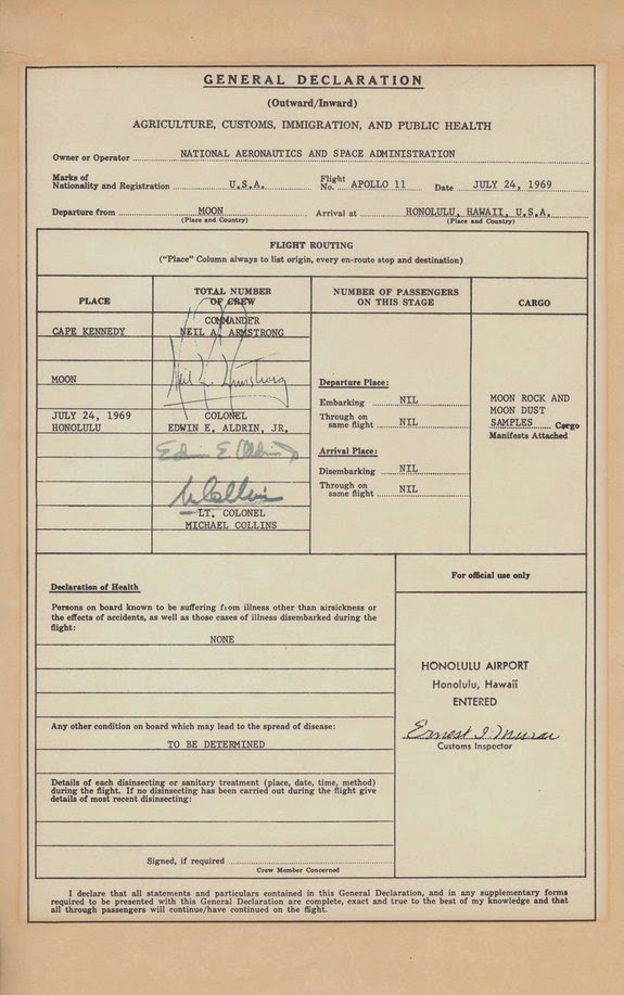 Space Oddities: Apollo 11's Customs Form From the Moon