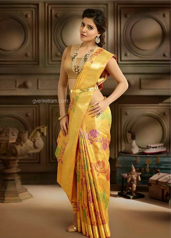 TELUGU WEB WORLD: SUPER STAR SAMANTHA IN BRIDAL GOLDEN YELLOW PATTU SAREE