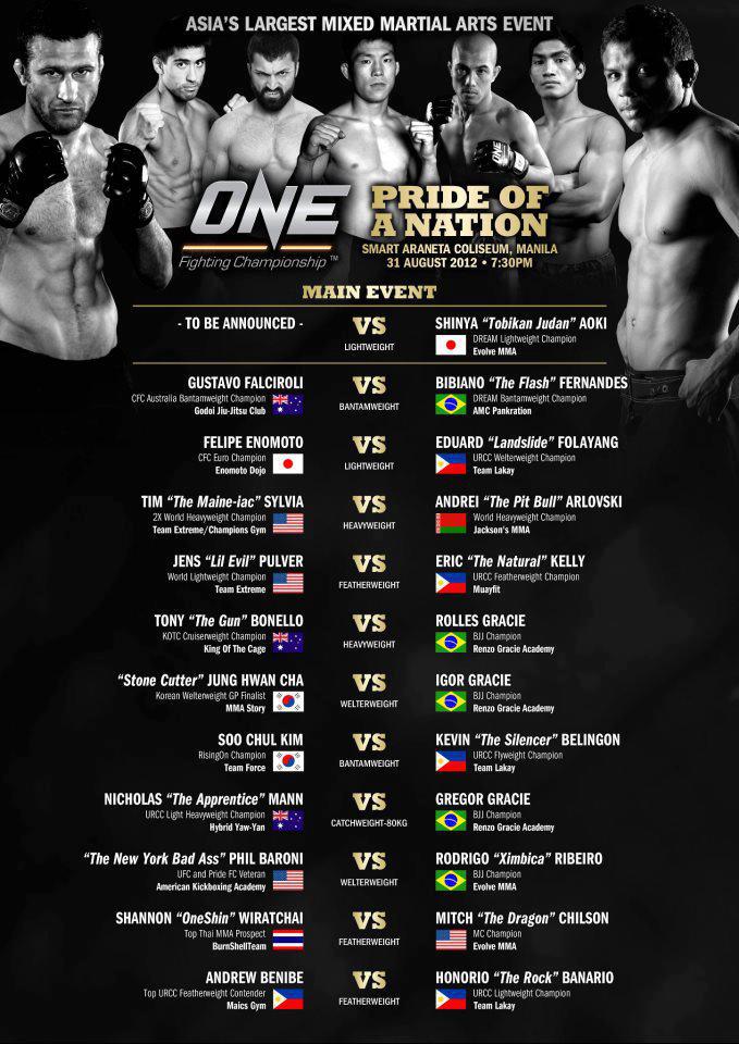 FULL FIGHT CARD FOR ONE FC PRIDE OF A NATION including Philipinnes ...