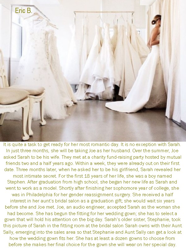 Eric's Transgender Captions: Bridal Gown Fitting