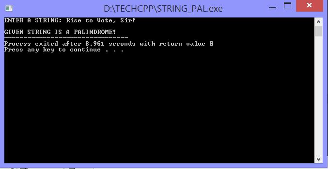 C Program To Check Whether Given String Is Palindrome Or Not Devcppgcc Techcpp