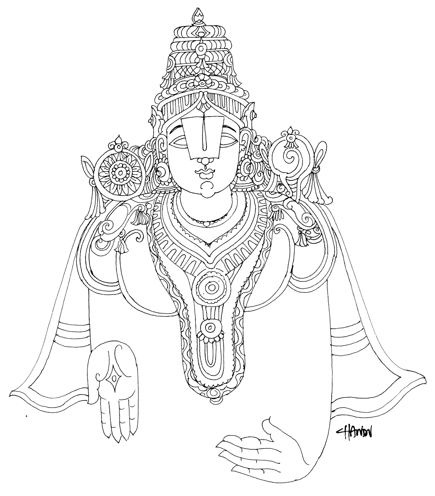 Tamil Cliparts: Venkatachalapathi Line Drawings for invitations