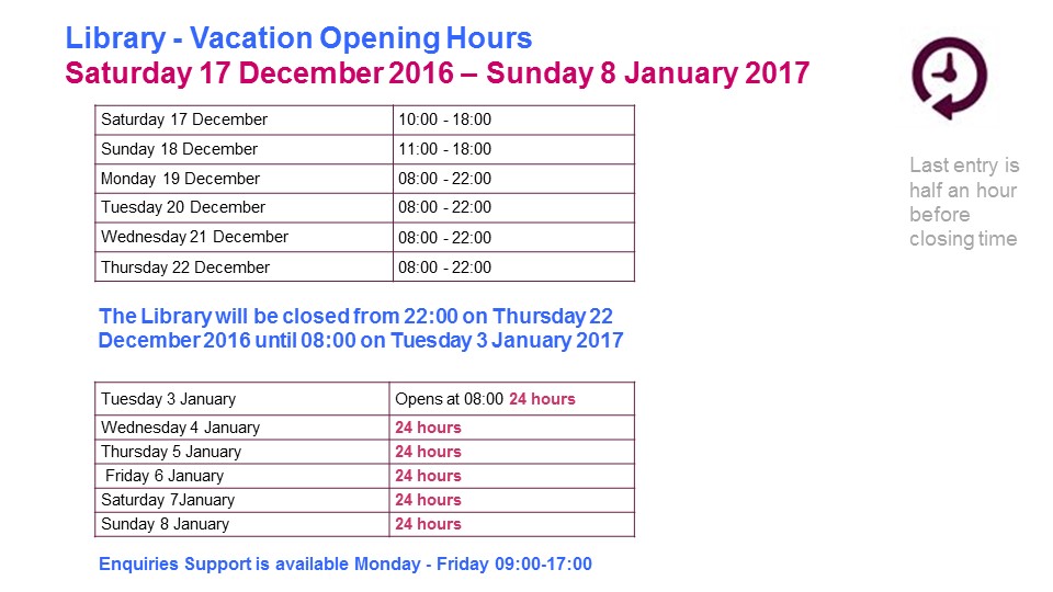 The Blogworm: Library - Vacation Opening Hours