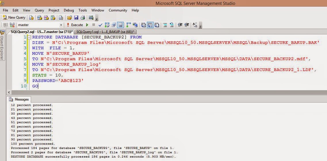 SQL/NoSQL Public Diary: How to Create password protected Backup of database In SQL Server 2008.