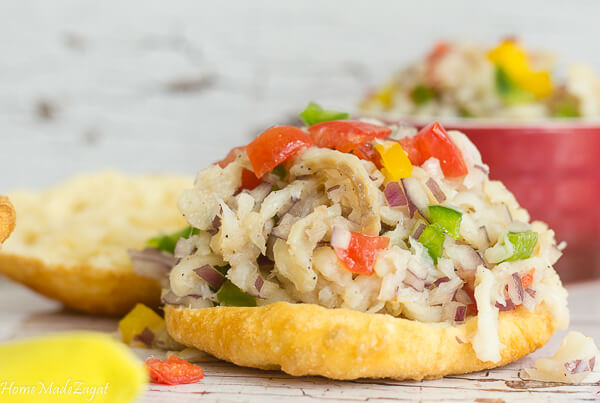 saltfish buljol with cabbage