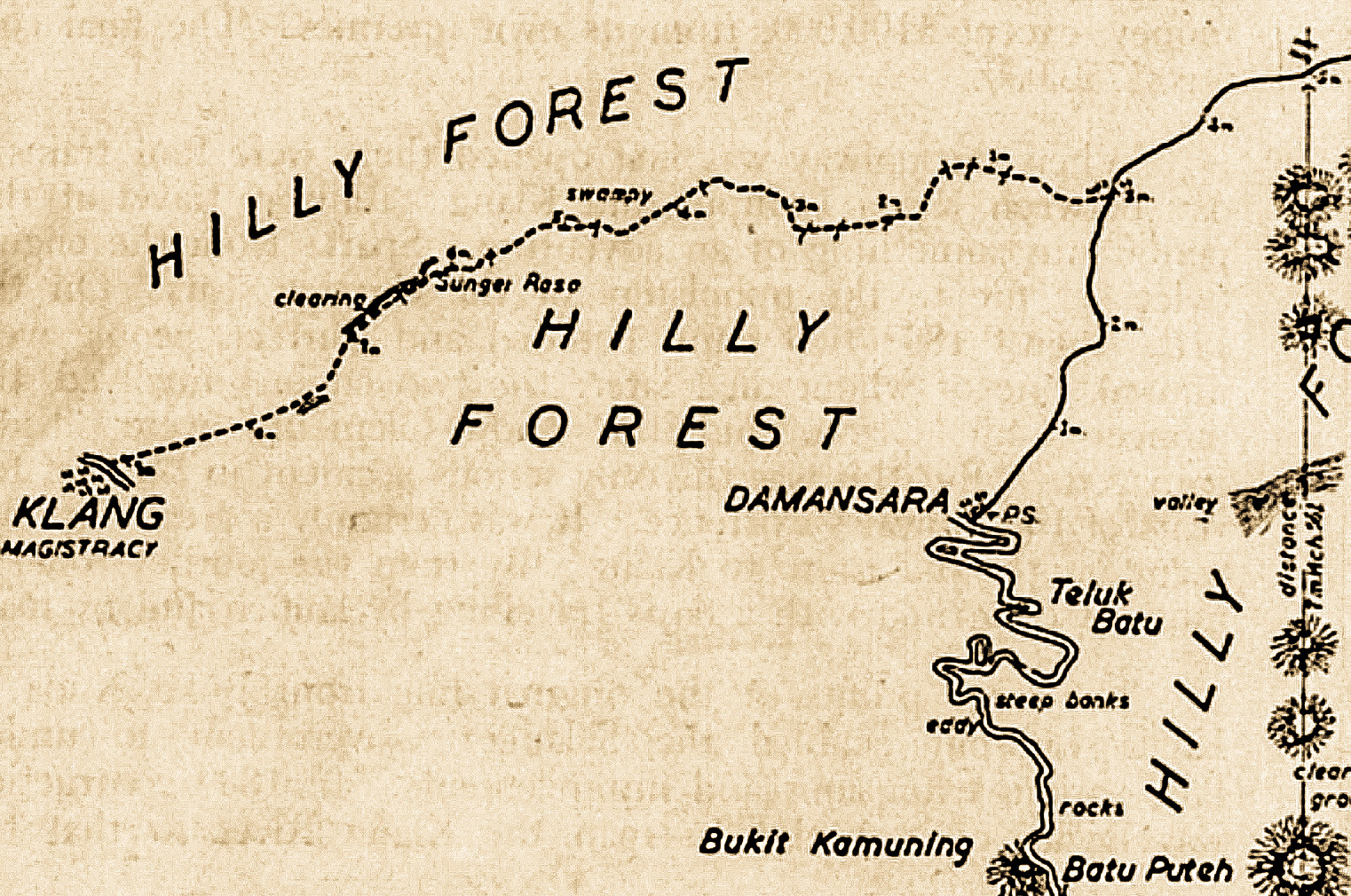 Damansara in early maps and written records