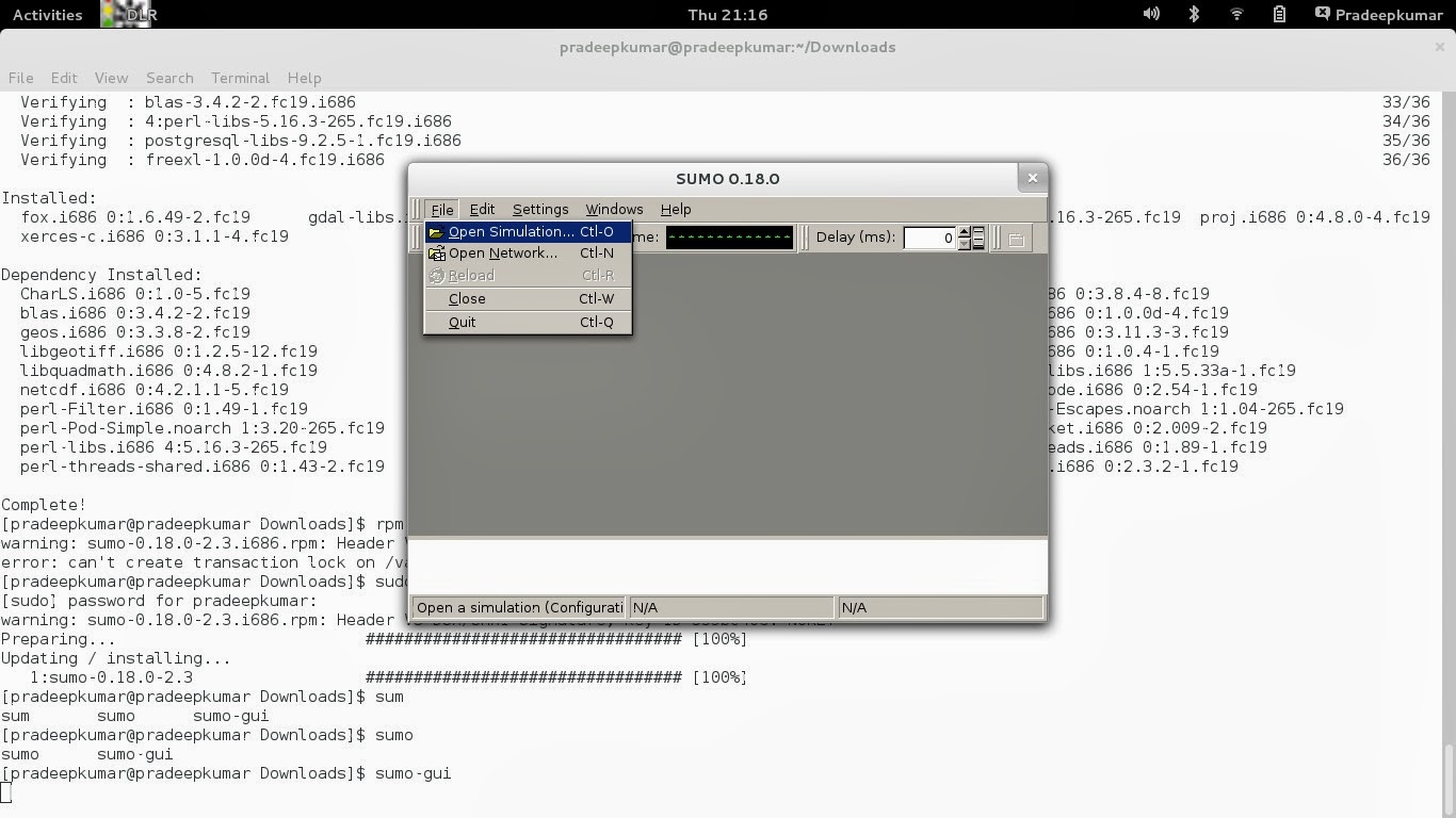 VANET SImulator in Fedora 19 (32 bit) - SUMO and MOVE