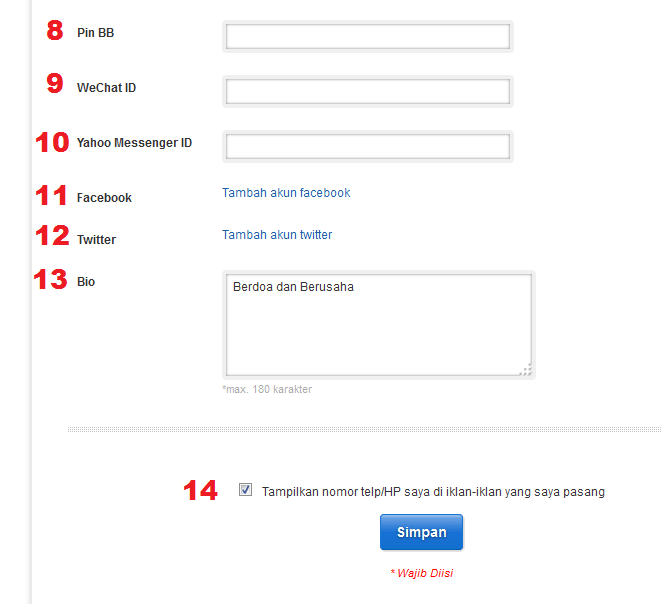 Cara Pengisian Form Edit Data Diri Profil di OLX.co.id (Tokobagus.com ...