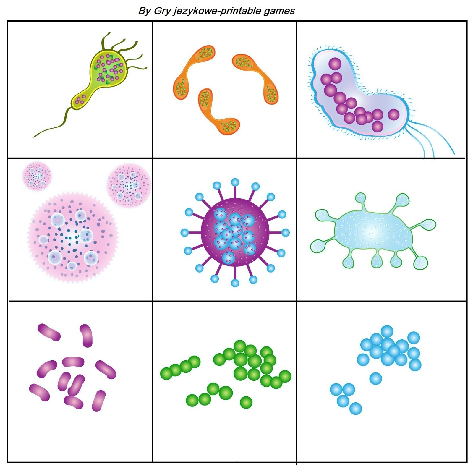 Gry jezykowe-printable games: Examine the bacteria-cool printable game ...