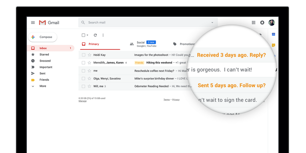 Nudge, solleciti AI in arrivo nella nuova Gmail