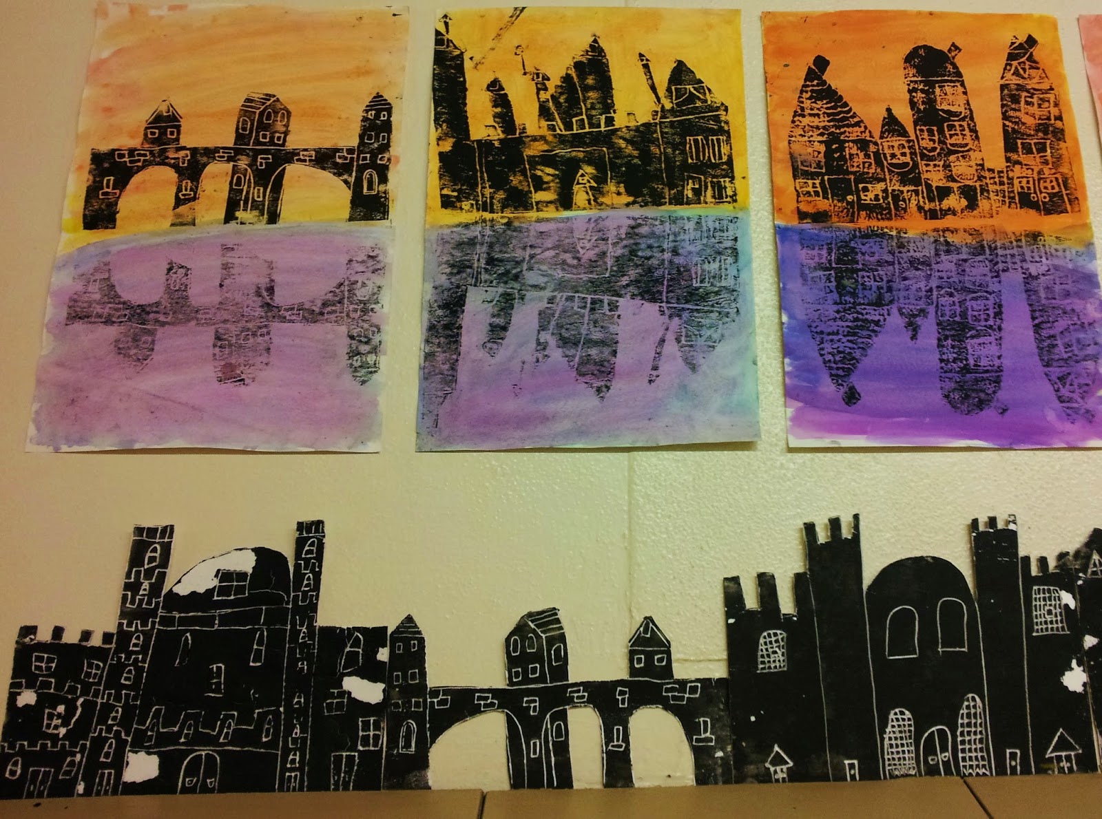 welcome to art class: 2nd grade printmaking cityscapes!