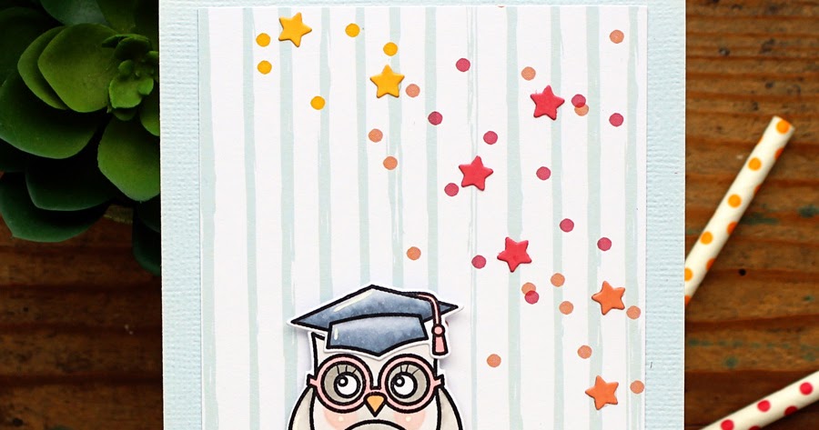 Sunny Studio: Woo Hoo Girly Owl Graduation Card with Vanessa