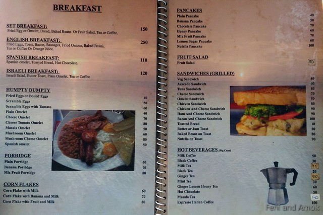 Travel and food tales: Goa - Food, Menus - Anjuna