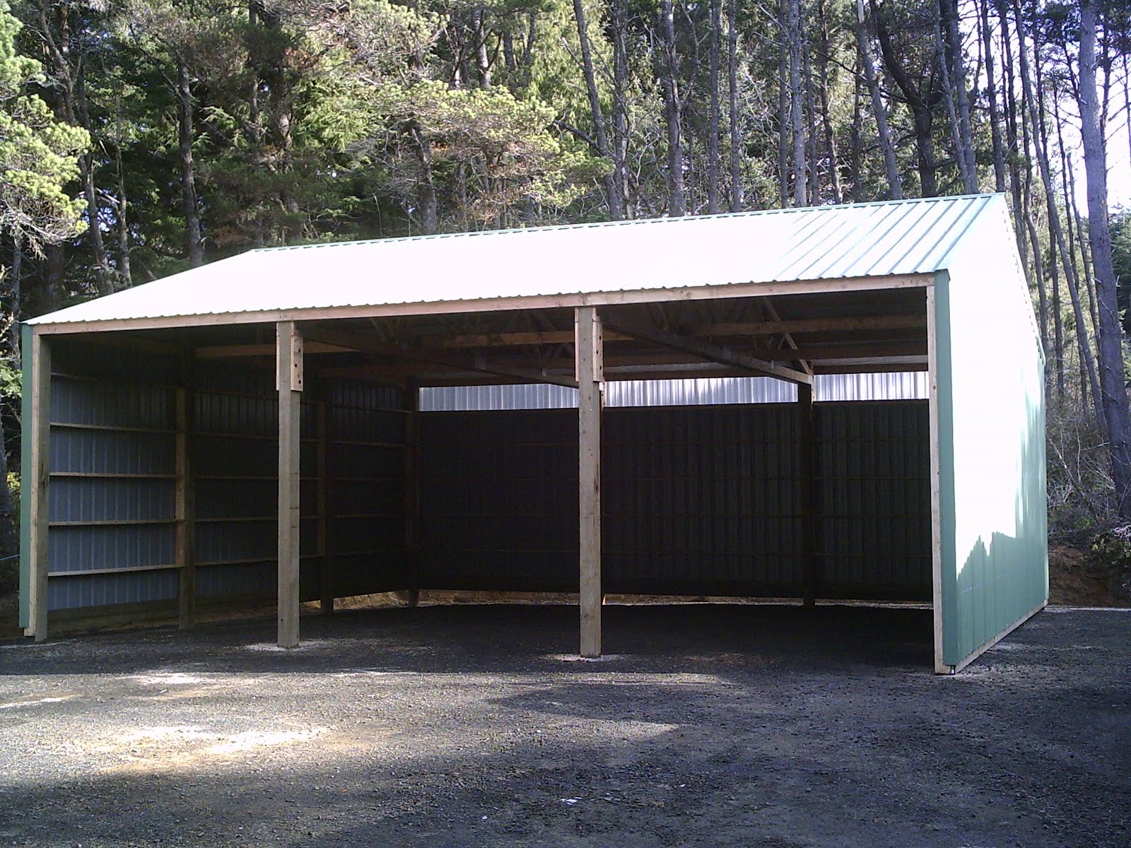 Three sided pole shed