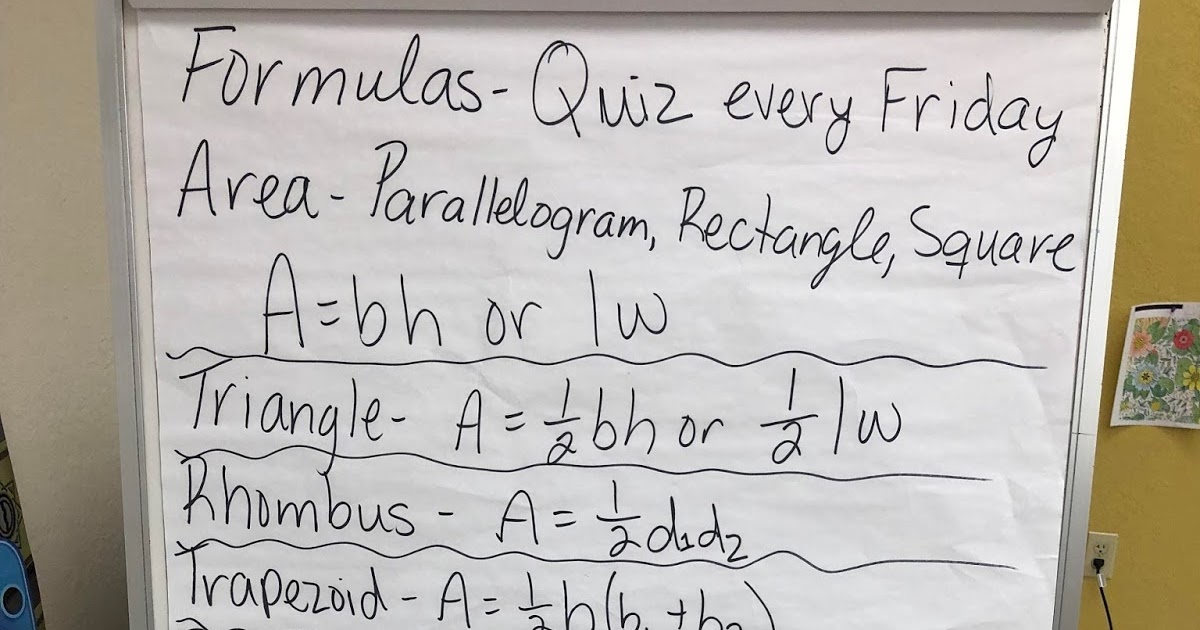 Mrs. Negron 6th Grade Math Class: Need To Know: Formulas