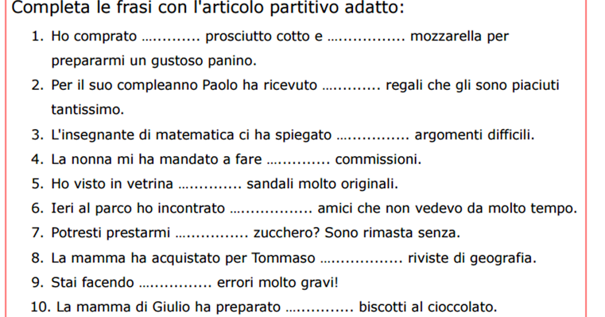 Edublog di Italiano: GRAMMATICA: I PARTITIVI