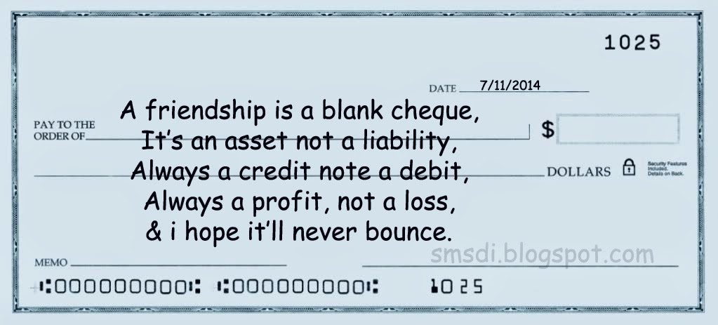 SMS: Friendship like a blank cheque