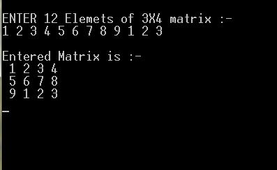 C programming: * C program to print a matrix in 3X4 format using 2D array