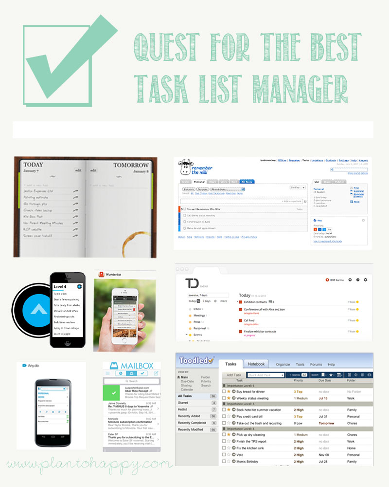 Plan to Happy: Task List Managers {My Quest to Test Them and Find the Best}