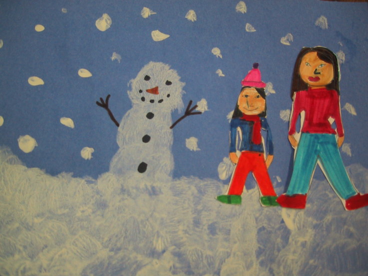 Tales from the Traveling Art Teacher!: A Snowy Day: Painting with 1st Grade
