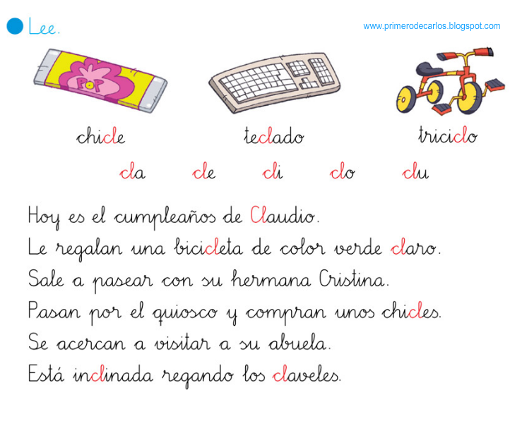 Primeros Luis Palacios: Lectura interactiva del grupo consonántico cl