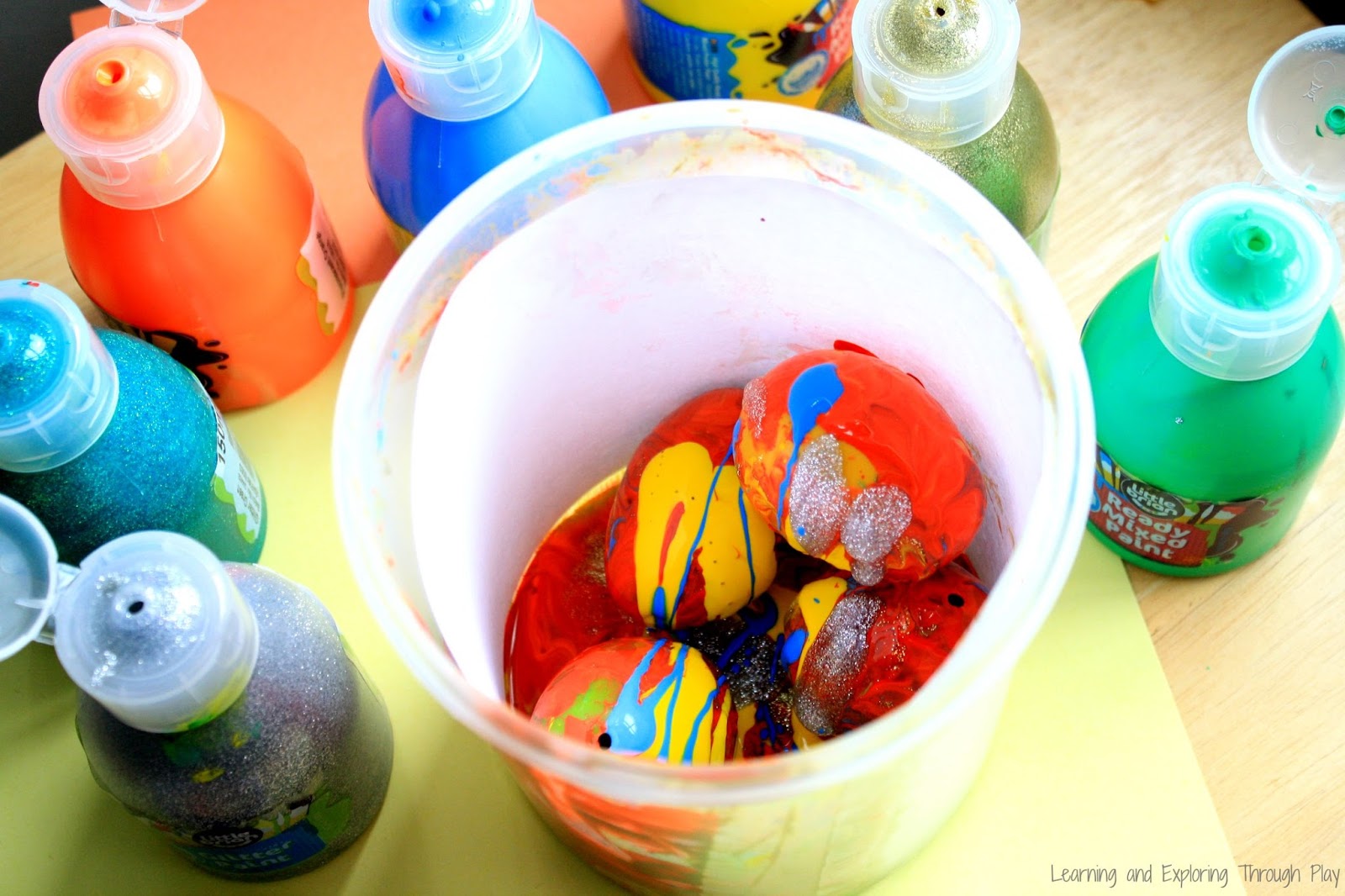 Learning and Exploring Through Play: Easter Shake Process Art