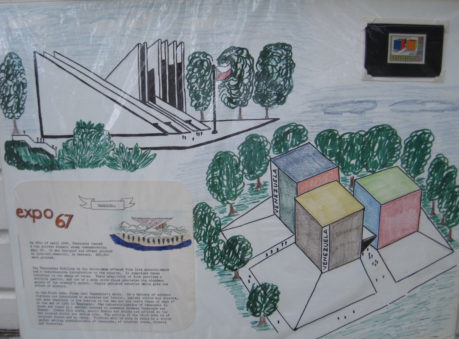 Postal History Corner: Expo 67 Pavilions : Drawings by David Pritchard