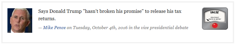PolitiFact Bias: PolitiFact and the Trump tax return promise PolitiFact Bias: PolitiFact and the Trump tax return promise