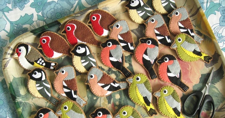 Bugs and Fishes by Lupin: A Finished Flock of Felt Birds