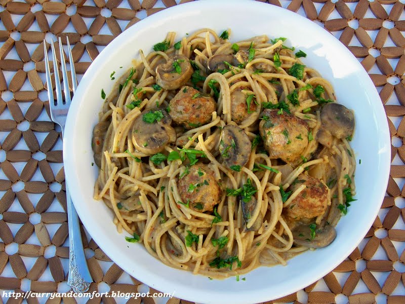 Kitchen Simmer: Spicy Russian Stroganoff Spaghetti and Meatballs