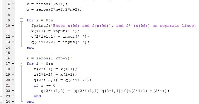 Hermite interpolation using MATLAB - MATLAB Programming