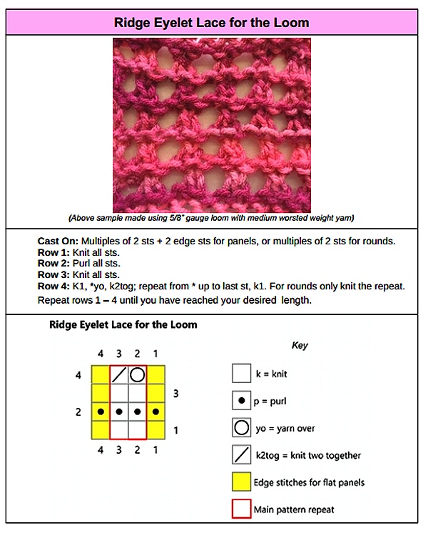 Loom Lore: Loom Stitches: Ridge Eyelet Lace