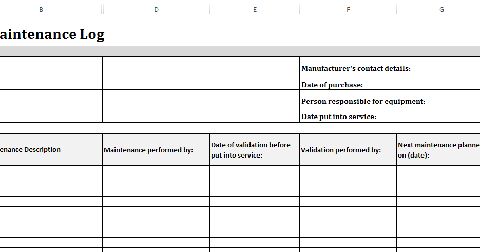equipment maintenance log book ~ Engineering Online Learning