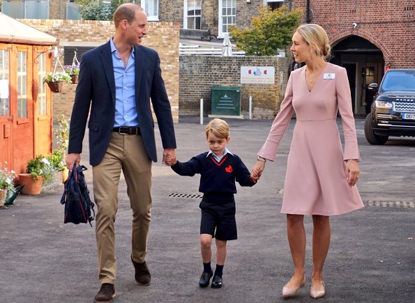 Prince George arrives for his first day at Thomas's School