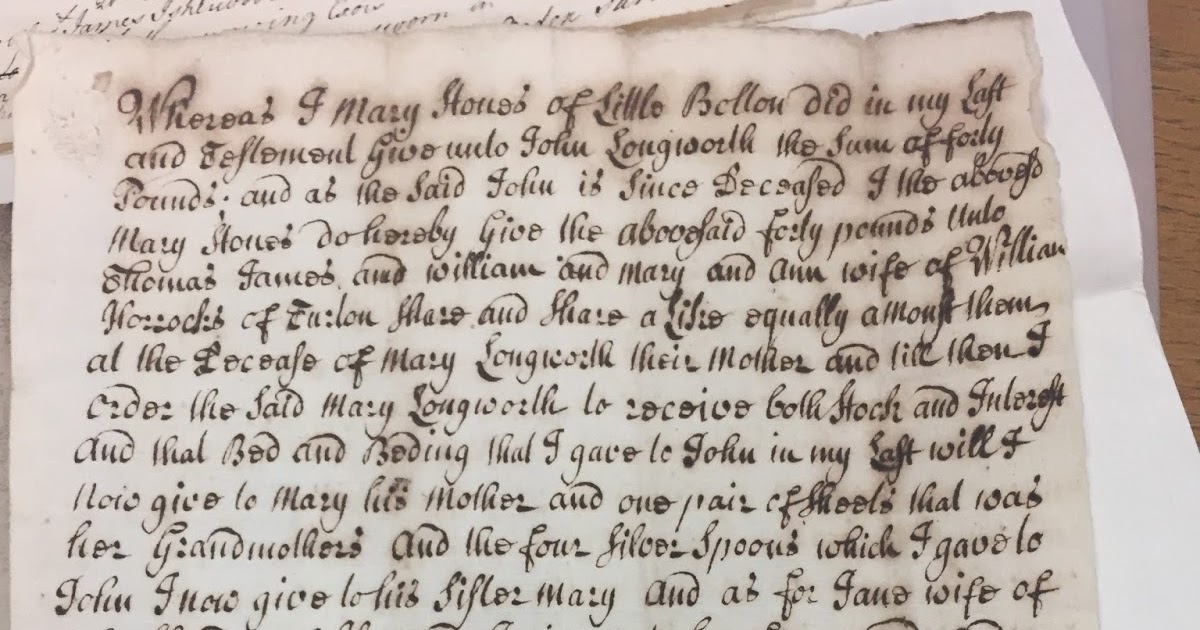 Miscellanea Genealogica de Bolton-le-Moors: Will & Codicil of Mary ...
