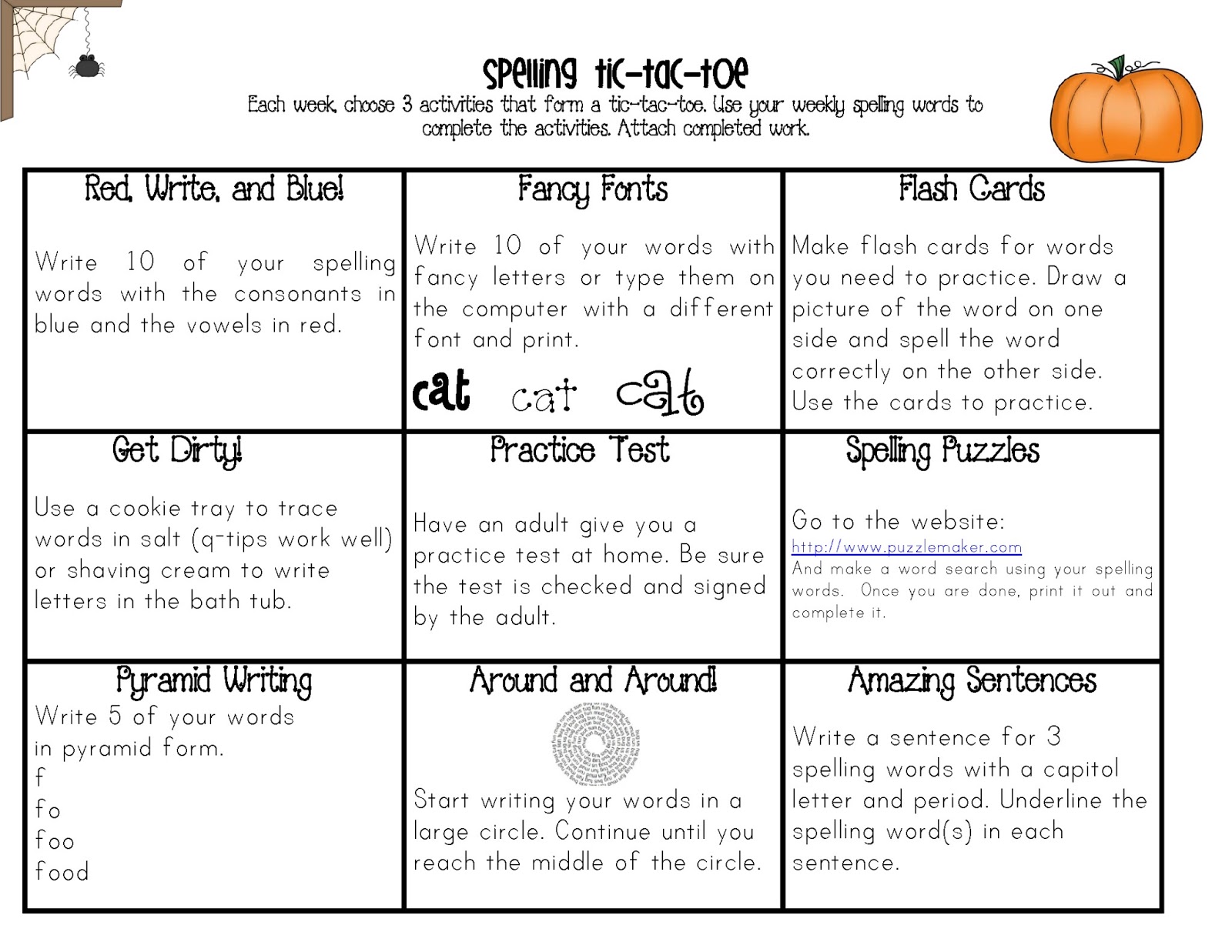 Sample's Superstars: Spelling Tic Tac Toe for each month of the Year ...