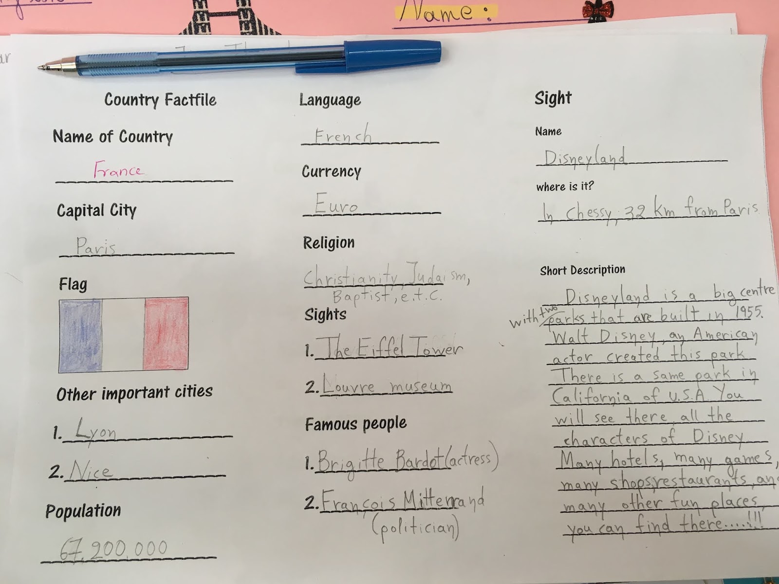 My English Class: Country Factfile