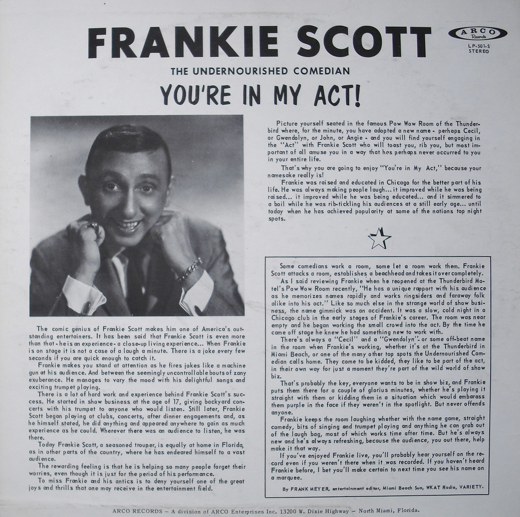 Vintage Stand-up Comedy: Frankie Scott - You're in My Act! 1960s