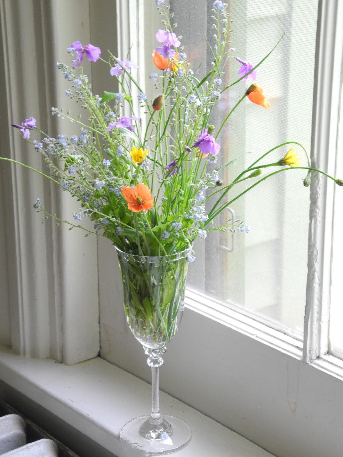 Windowsill Arranging: May 21, 2013 -- delicate flowers