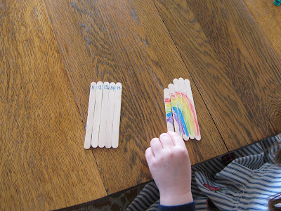 Almost Unschoolers: Popsicle Stick Rainbow Counting Puzzle